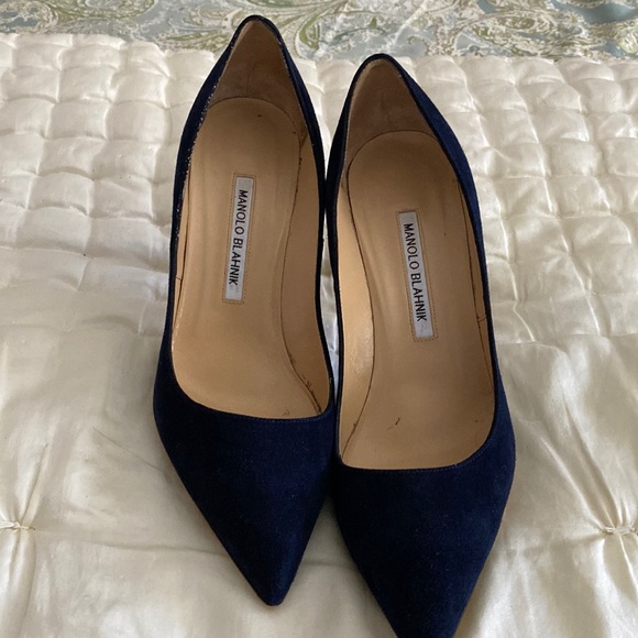 Manolo Blahnik | Shoes | Manolos Blue Suede Stilettos Size 939 | Poshmark
